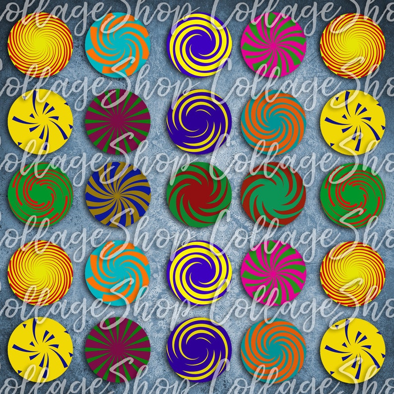 278 Digital Collage Sheet 1 Inch Round Image Swirl Sog 25 Mm - Etsy