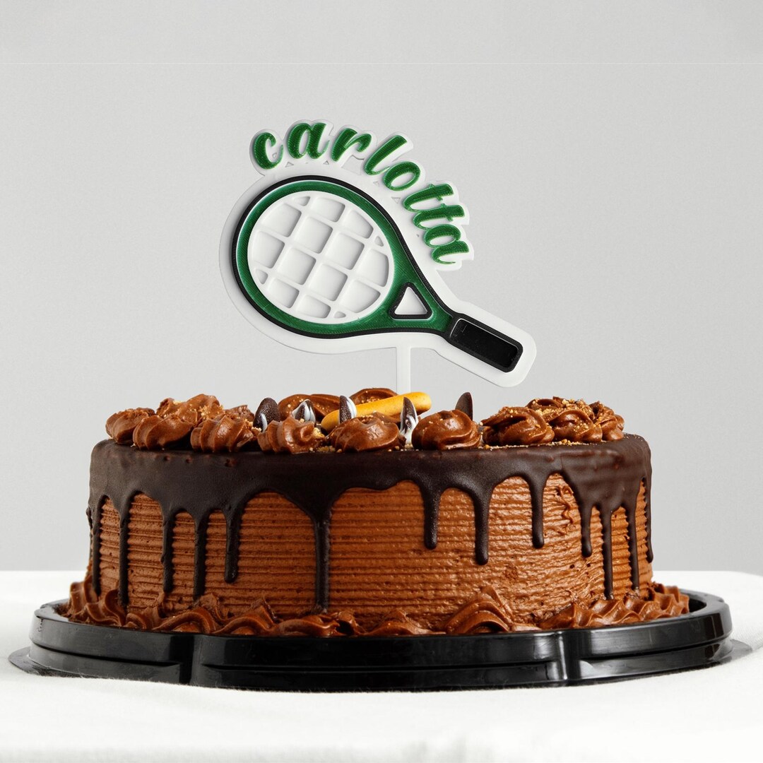 Personalized Cake Topper With Tennis Racket – Sporty Cake Decoration ...