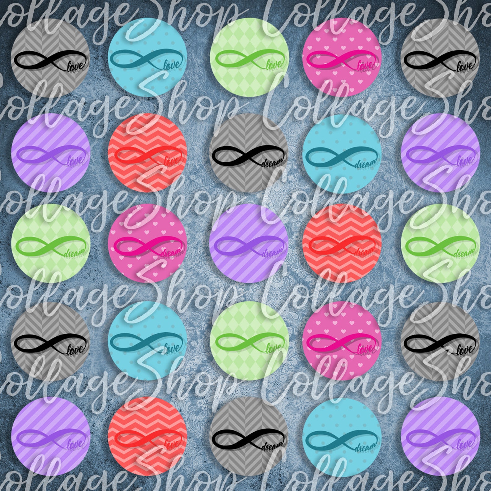 184 Digital Collage Sheet 1 Inch Round Image Infinity Symbol - Etsy