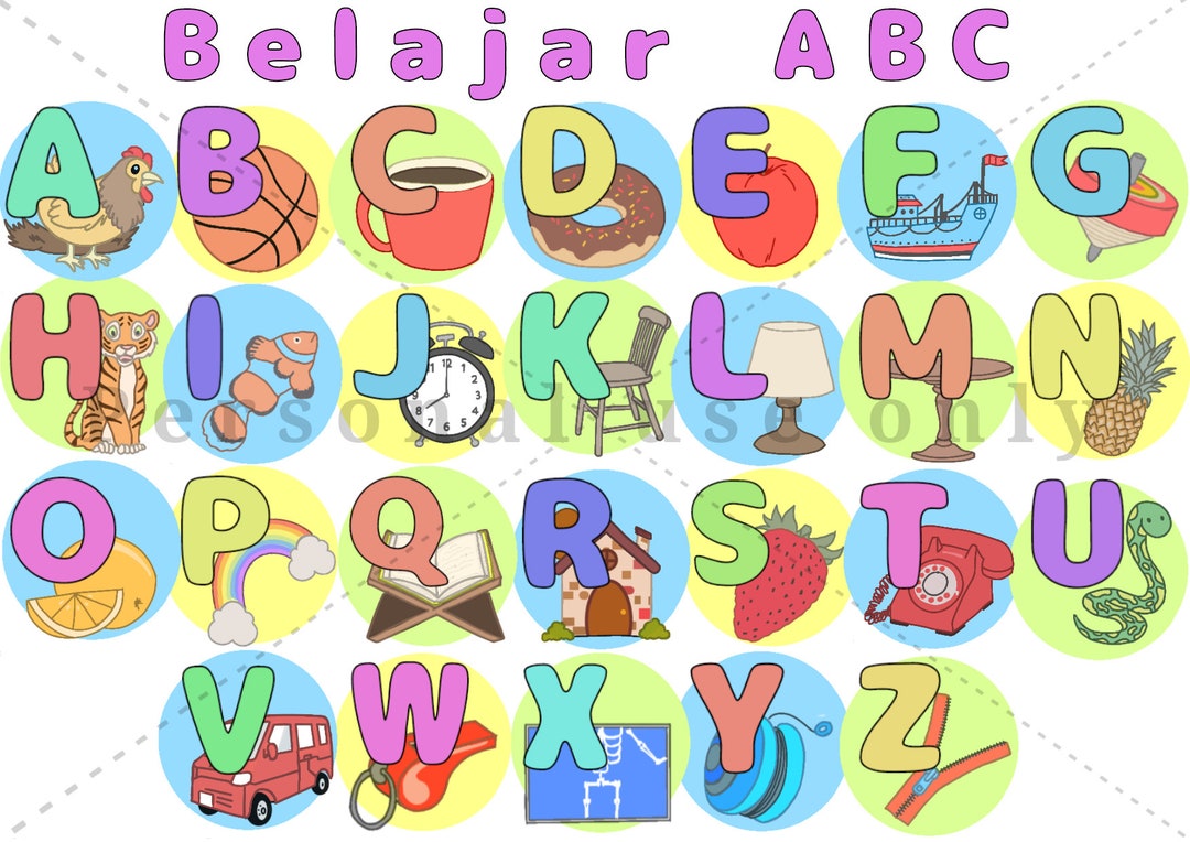 Huruf ABC Nombor Printable Bahasa Melayu Alphabet Number A4 Size ...