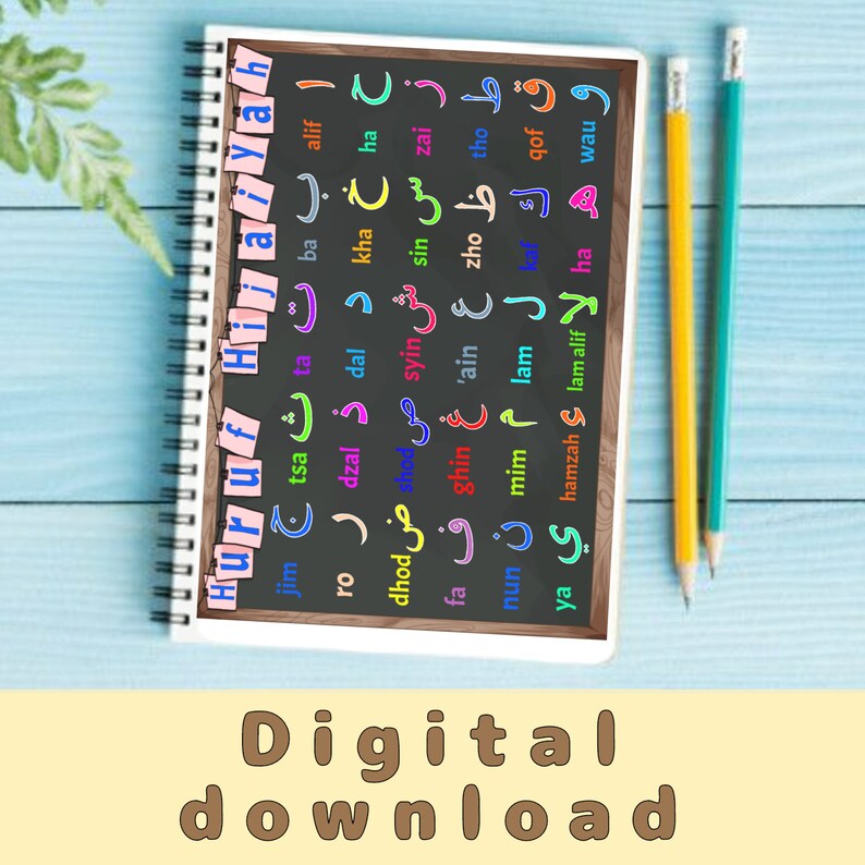 Huruf Hijaiyah Arabic Alphabet Printable Digital Download Wall Decor ...