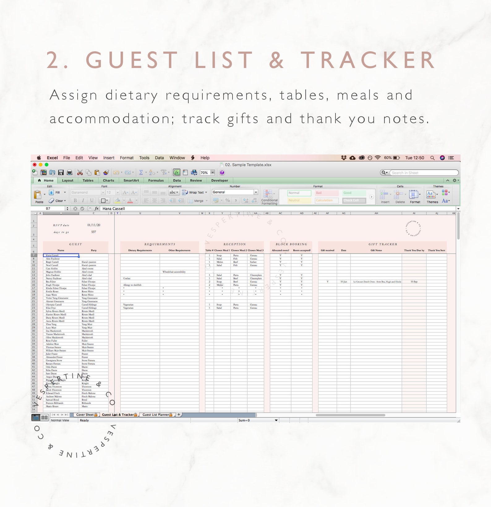 Wedding Guest List Planner and Guest List Tracker Excel - Etsy UK