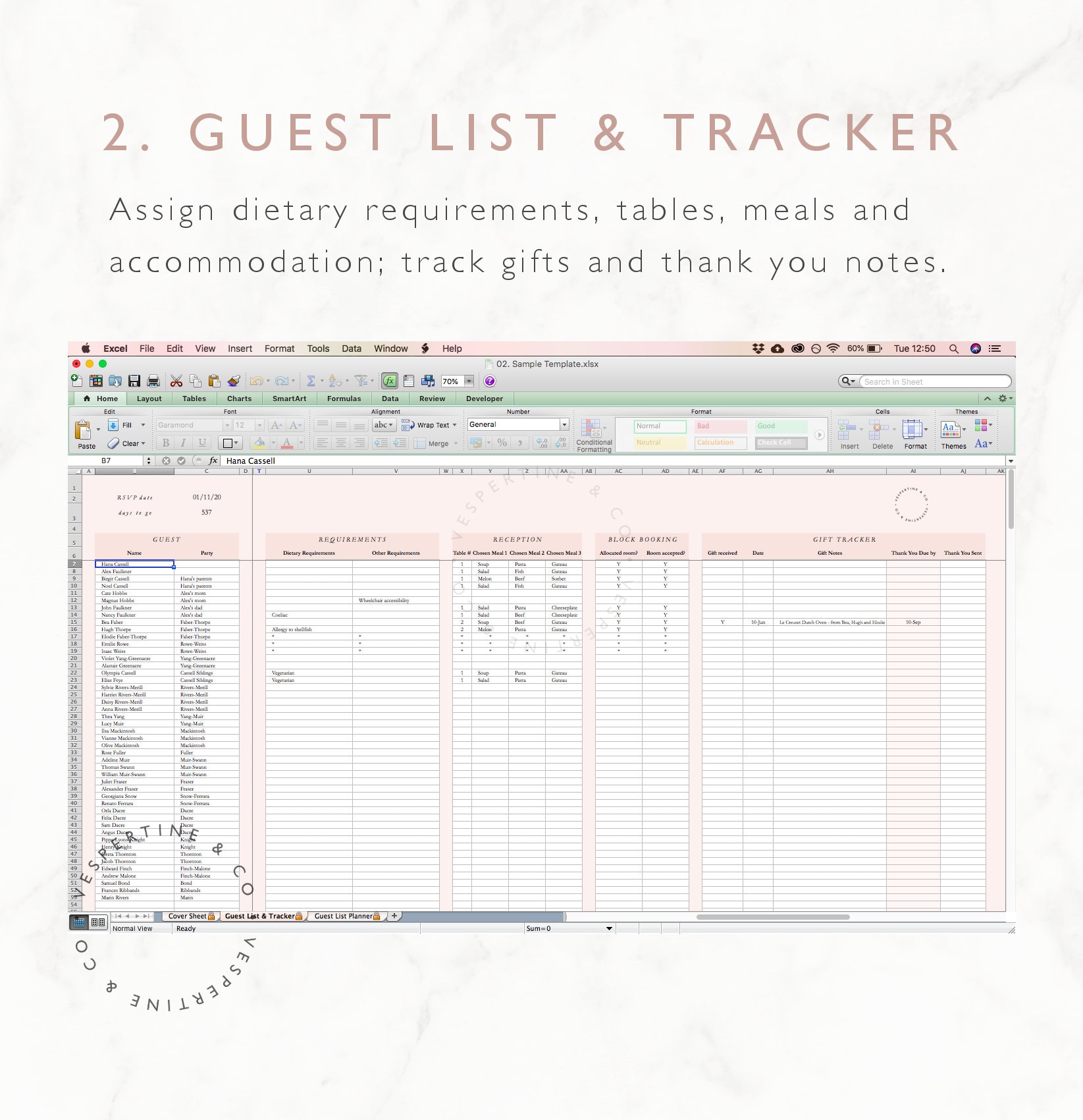 Wedding Guest List Planner and Guest List Tracker Excel - Etsy UK