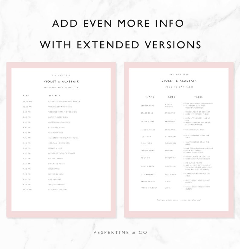 Wedding Timeline Template Bridal Wedding Day Schedule Etsy