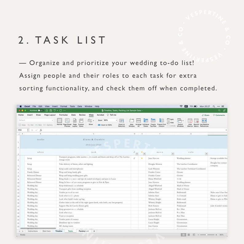 Hochzeit Timeline Template Tabellenkalkulation · Hochzeitstagskalender ...