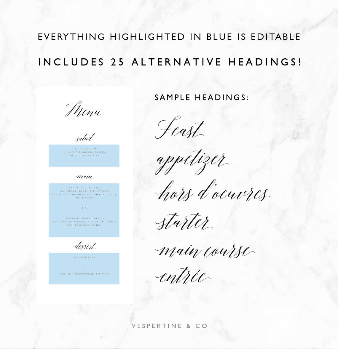 Emilie: Wedding Menu Template Script Heading Menu Template, Menu Card ...