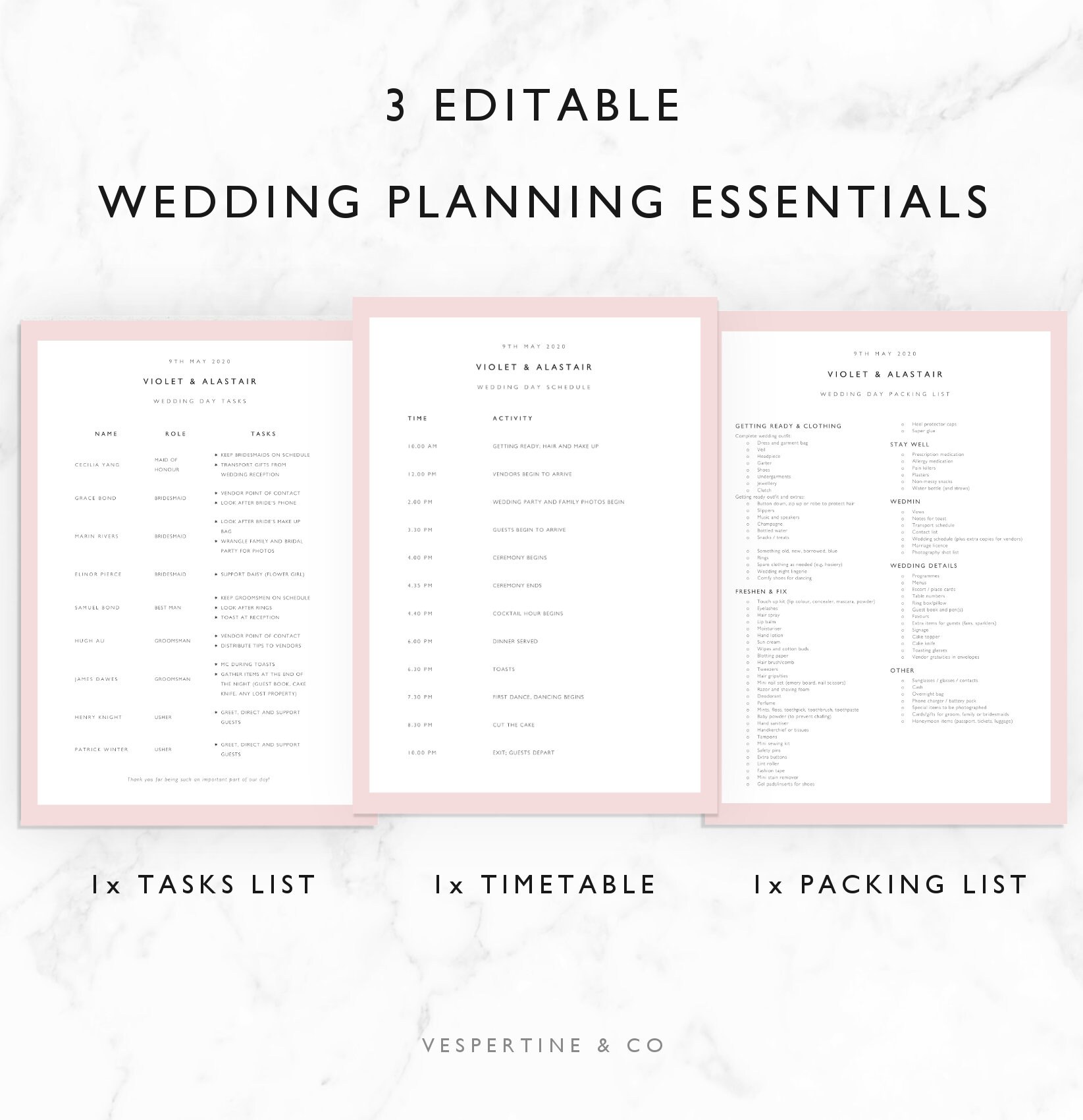 Wedding Timeline Template Bridal Wedding Day Schedule | Etsy