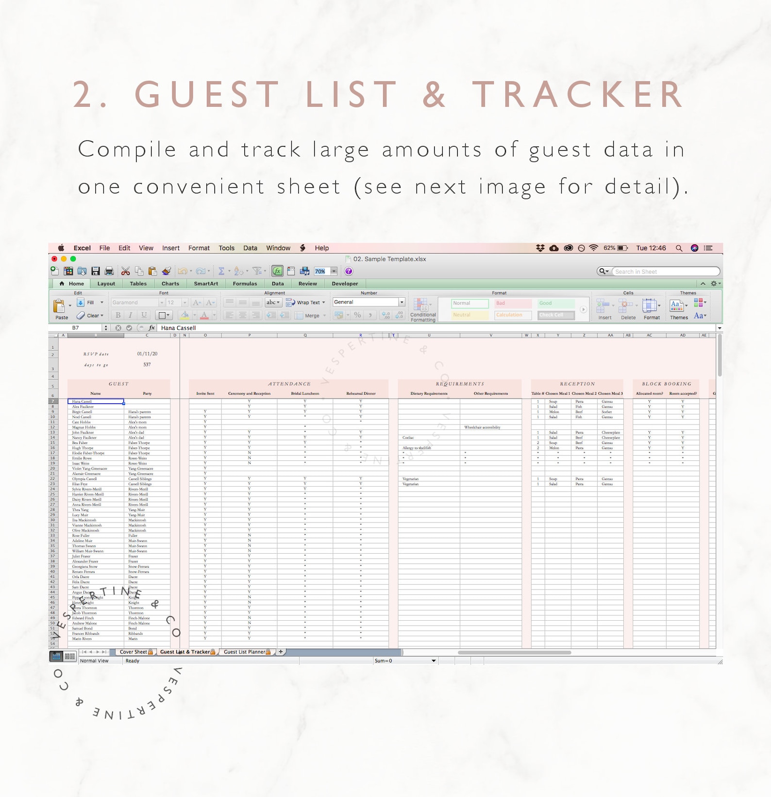 Wedding Guest List Planner and Guest List Tracker Excel - Etsy UK