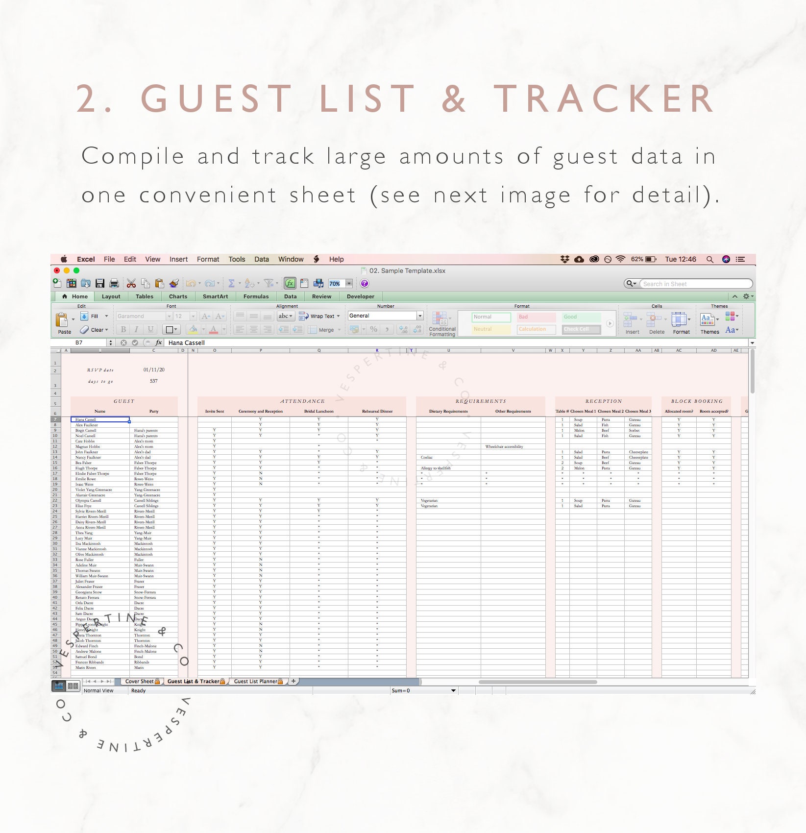 Wedding Guest List Planner and Guest List Tracker Excel - Etsy UK