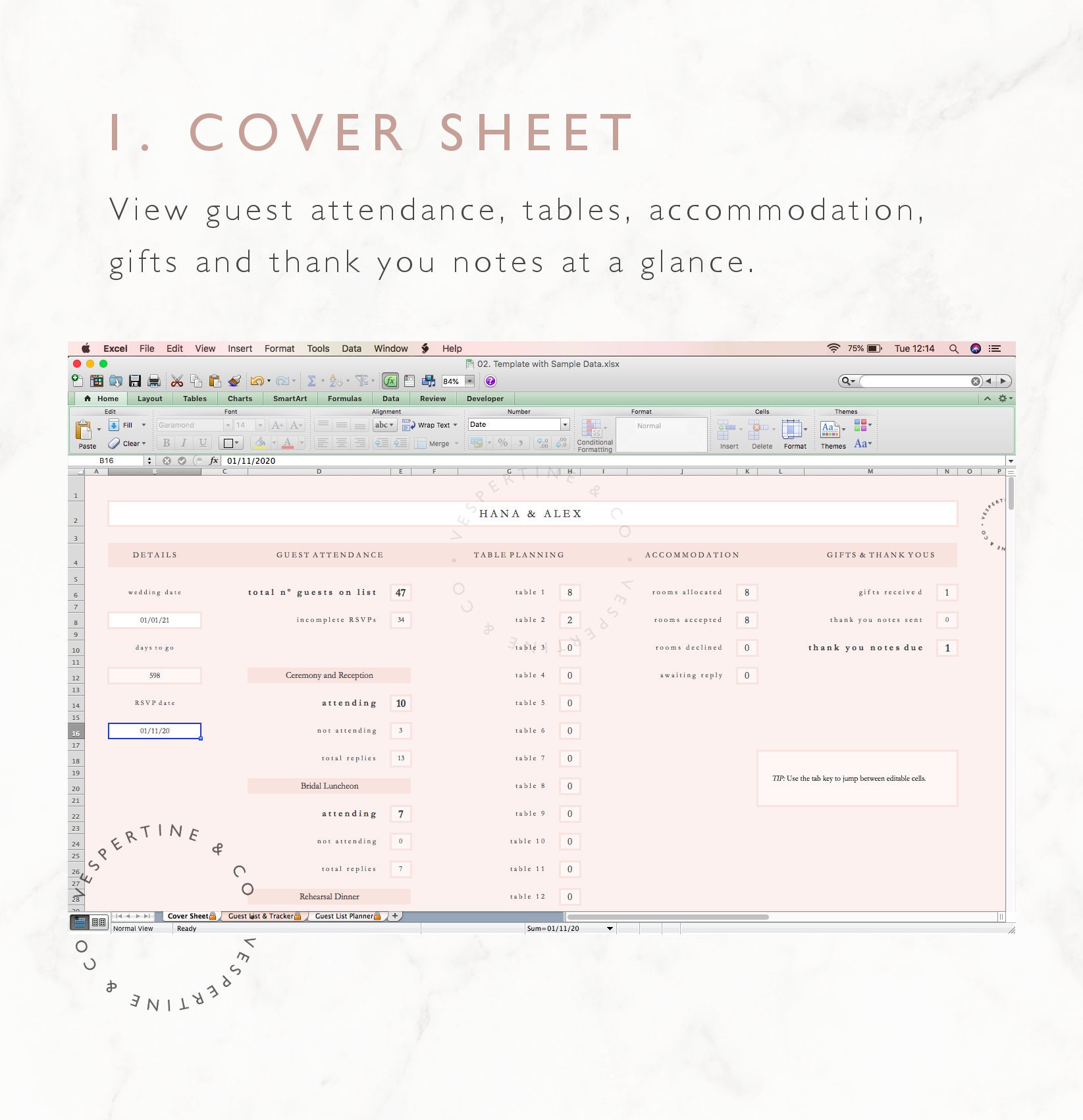 Wedding Guest List Planner and Guest List Tracker · Excel Spreadsheet ...