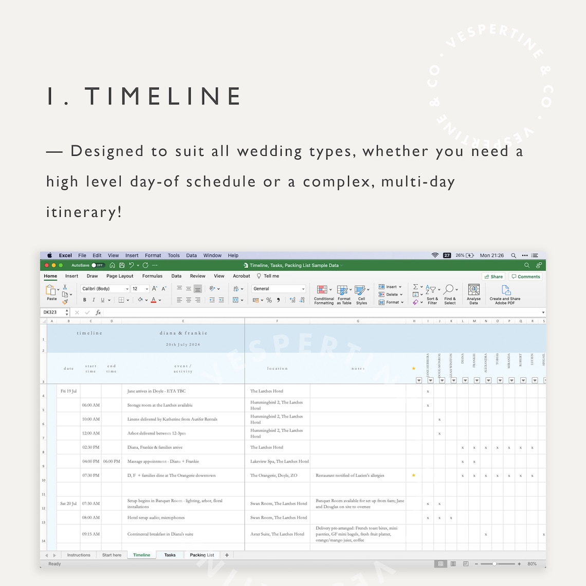 Wedding Timeline Template Spreadsheet Bridal Wedding Day - Etsy