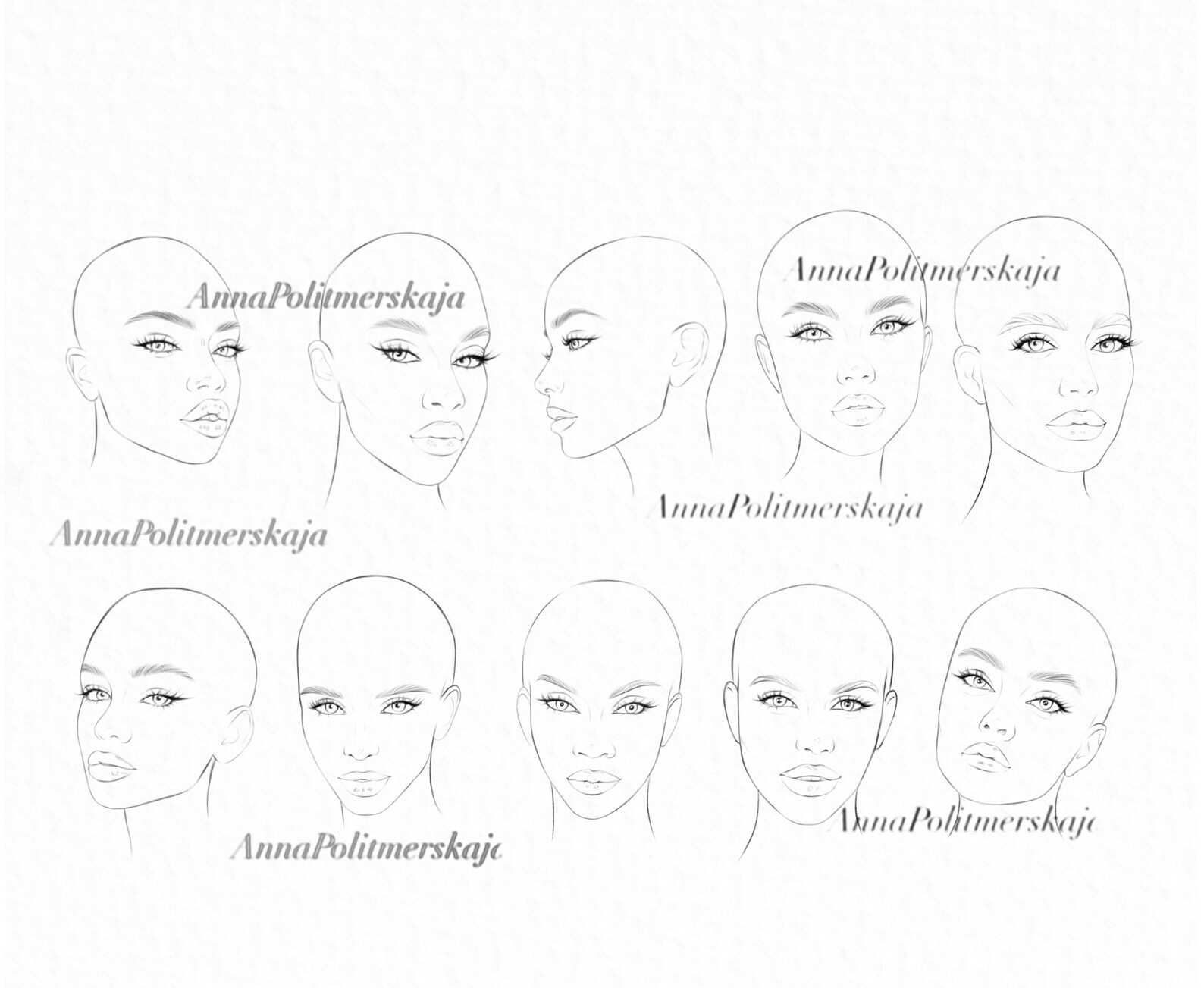 Procreate Face Stamps, Face Brushes for Procreate, Realistic Faces ...