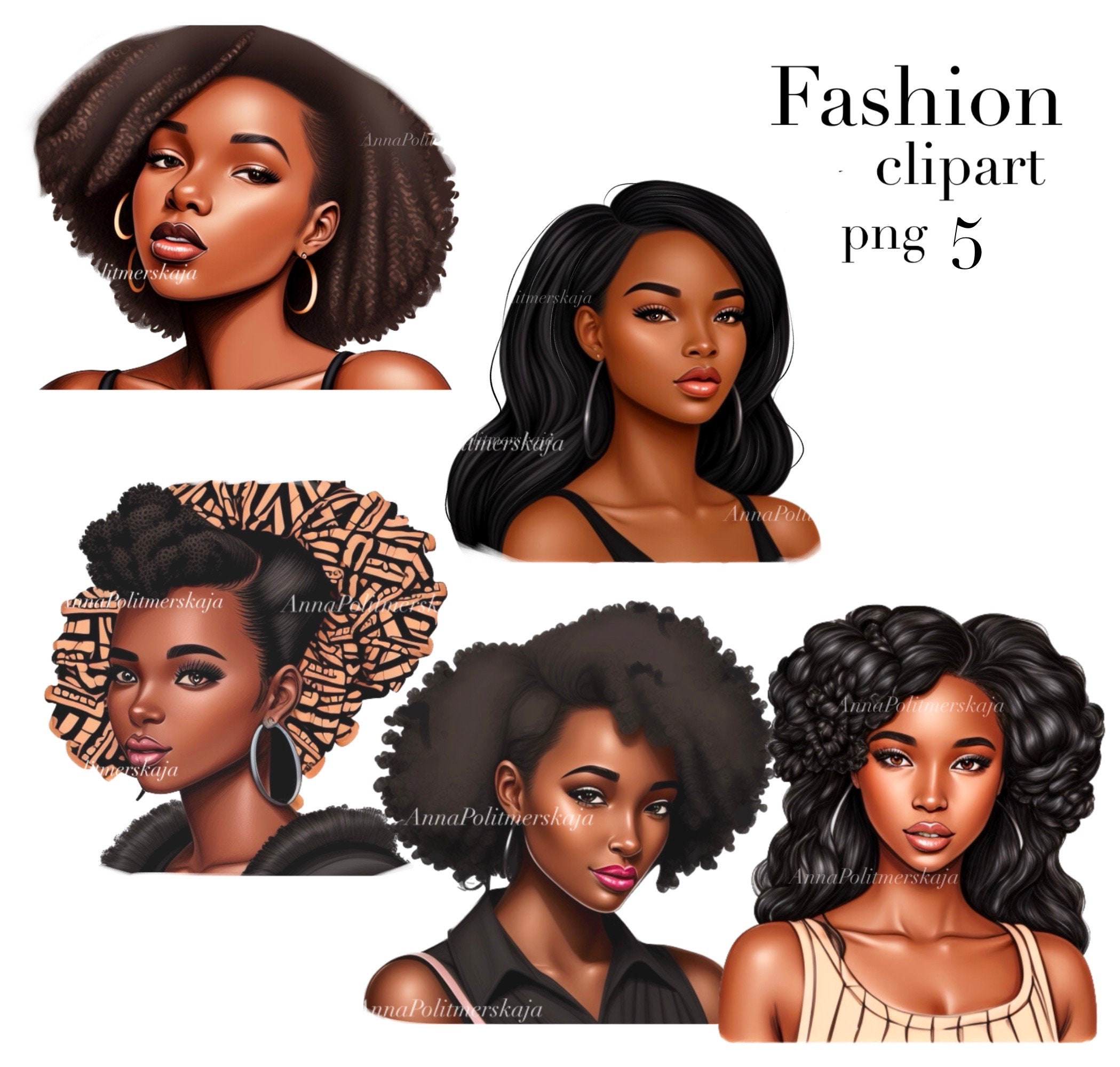 Afro Girl Diva in Profile, Curls Diva Woman, Instant Download ...