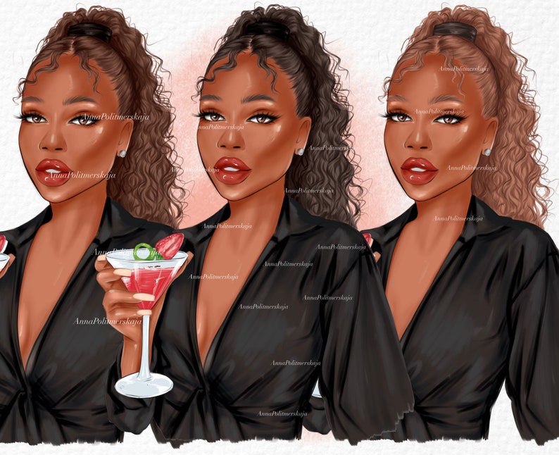 African American Women Clipart Black Magic Girl Fashion - Etsy