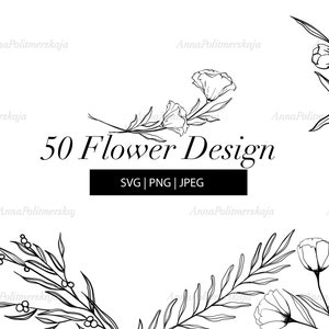 Bouquet Svg Bundle | Flowers Svg Png Hand Drawn | Floral Svg ...
