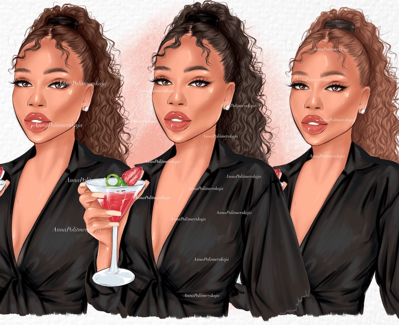 African American Women Clipart Black Magic Girl Fashion - Etsy