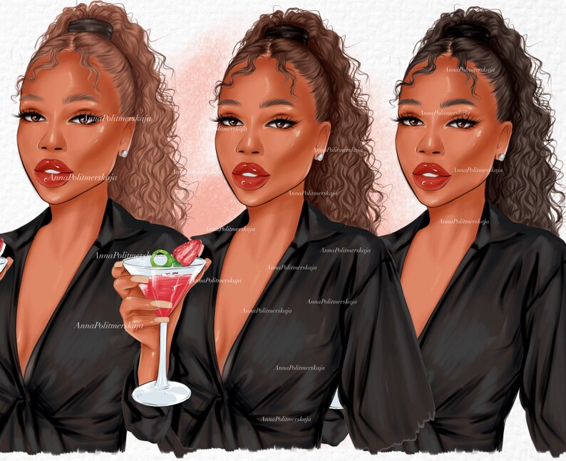 African American Women Clipart Black Magic Girl Fashion - Etsy