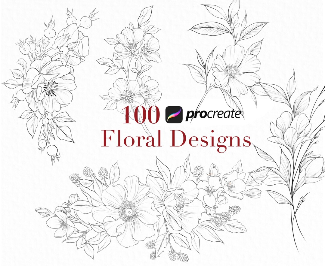 Procreate Flower Stamp, Garden Flowers Brush Set - Etsy