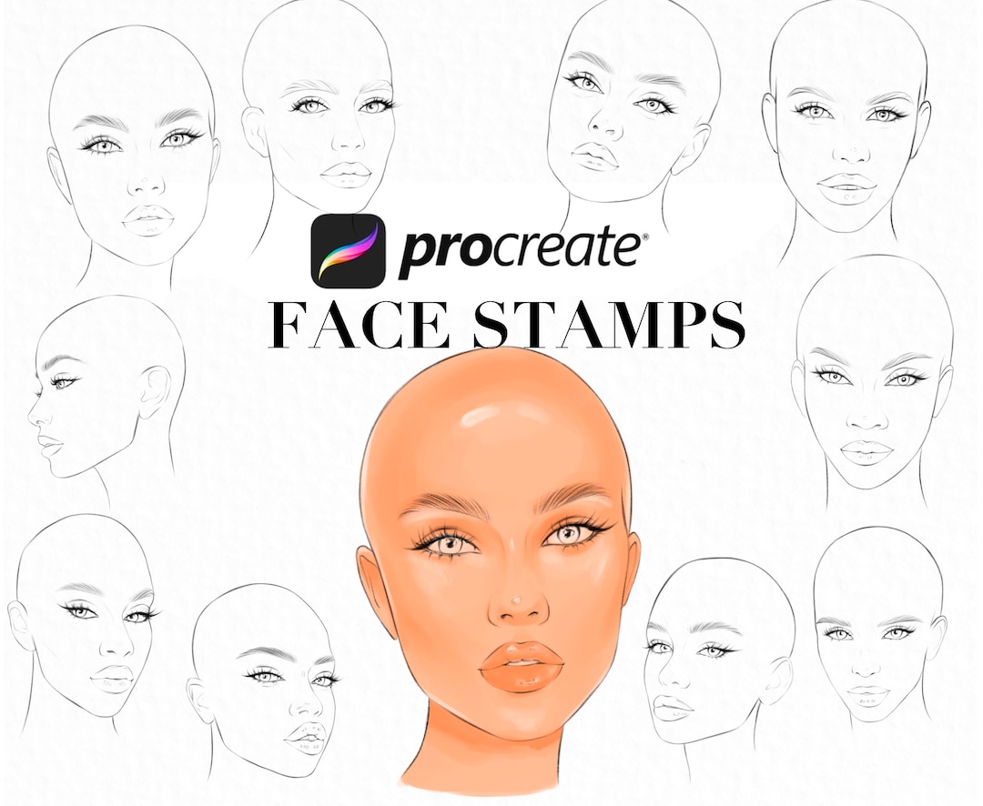 Procreate Face Stamps, Face Brushes for Procreate, Realistic Faces ...