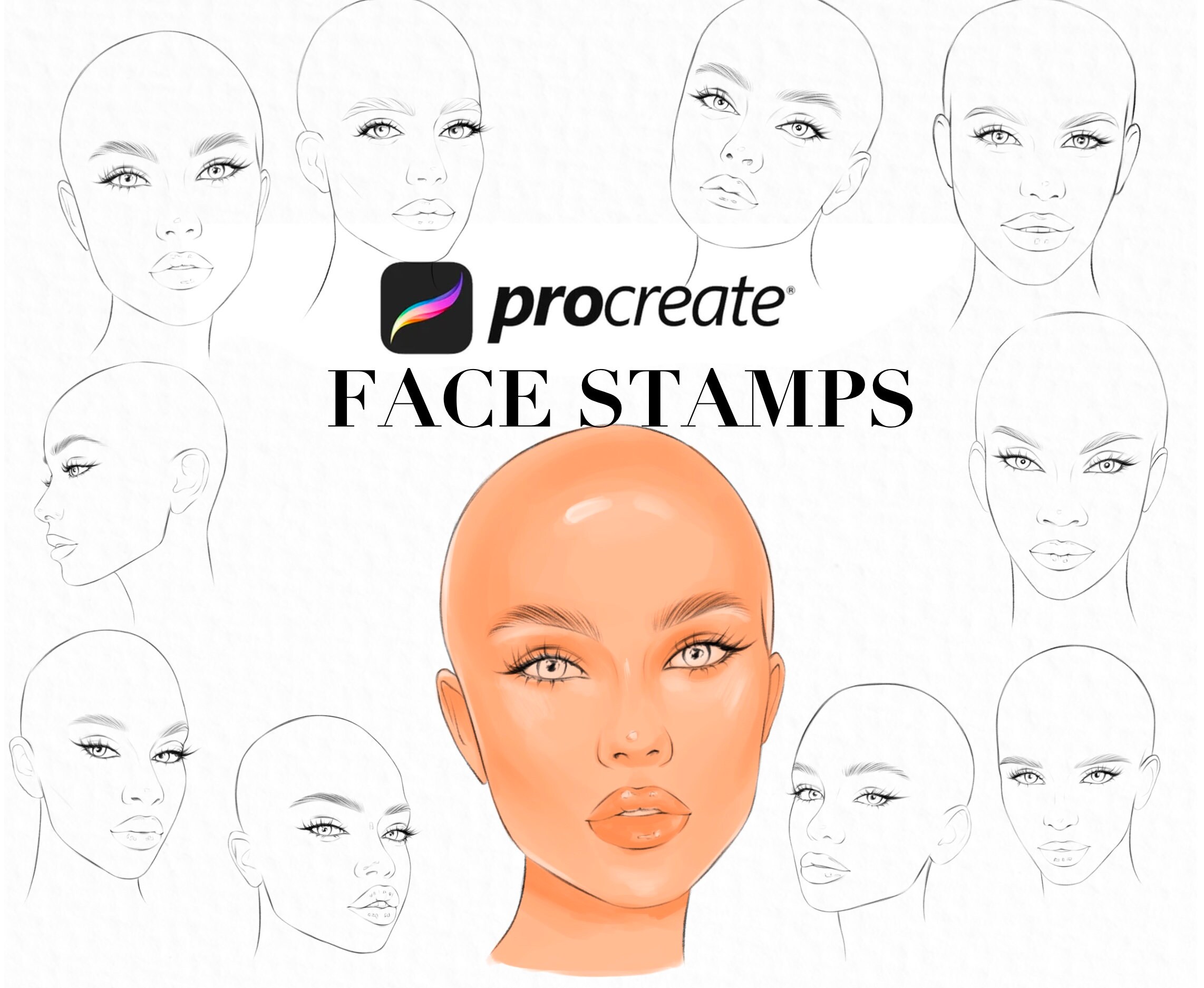 Procreate Face Stamps, Face Brushes for Procreate, Realistic Faces ...