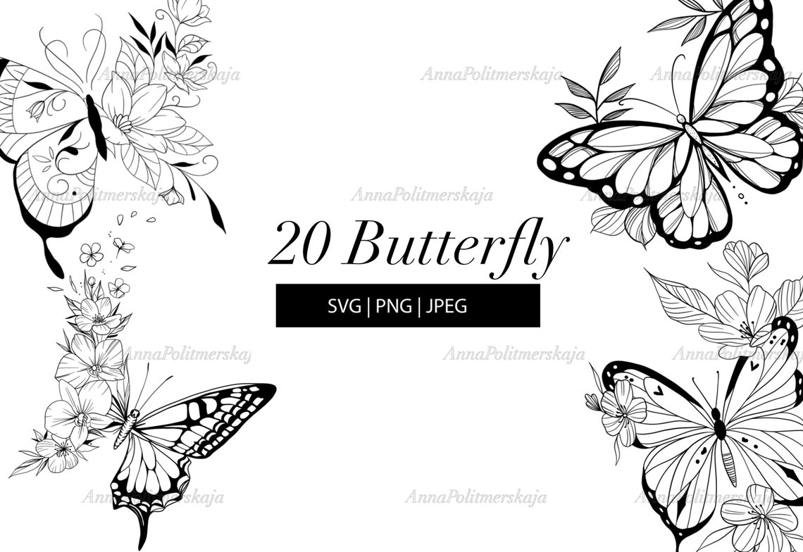 20 Butterfly Bundle Png Butterfly Svg Simple Butterfly Svg - Etsy