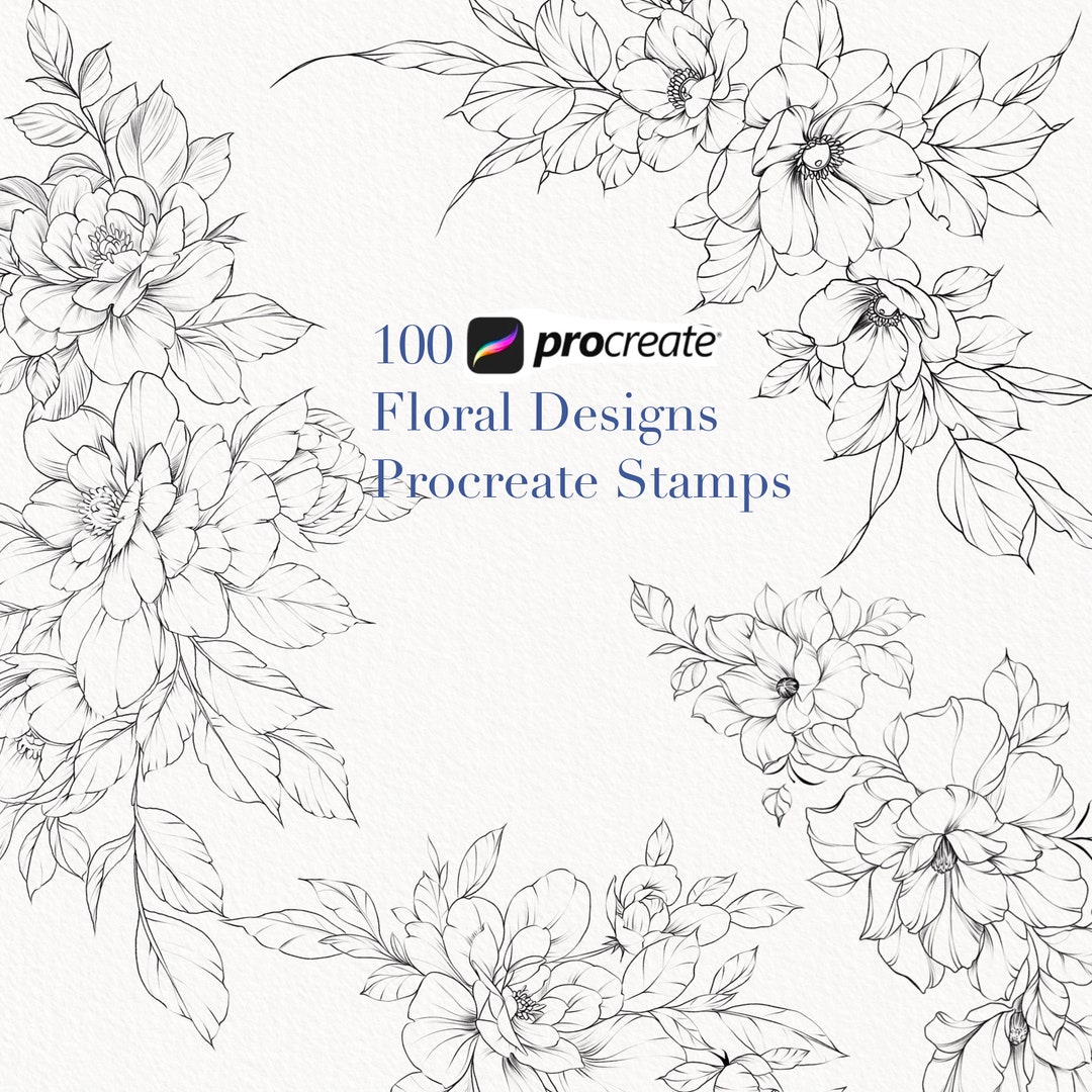 Procreate Flower Stamp Peony Brush Set Etsy