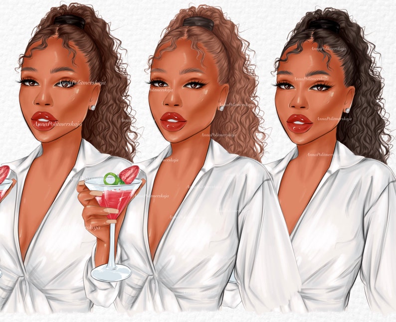 African American Women Clipart Black Magic Girl Fashion - Etsy