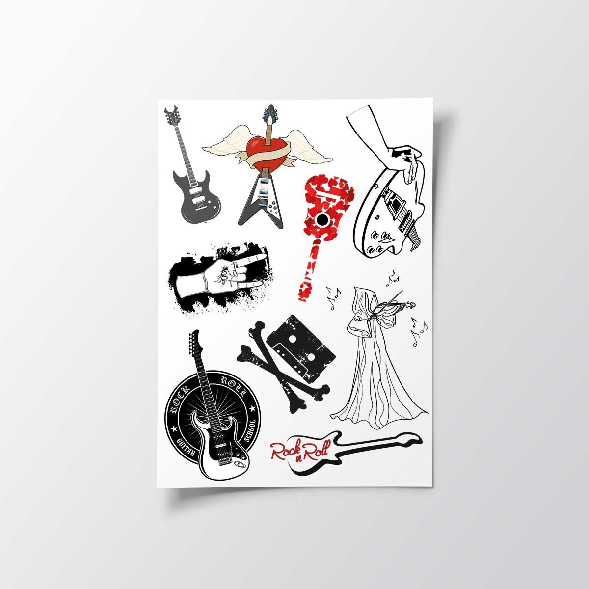 Temporary Tattoos Music's Beauty Captured in Guitar Art Tattoo Sticker ...