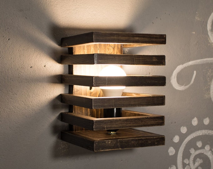 Handmade Wood Cabin Wall Lamp, Wood Wall Light, Wood Sconces, Wood Lamp ...