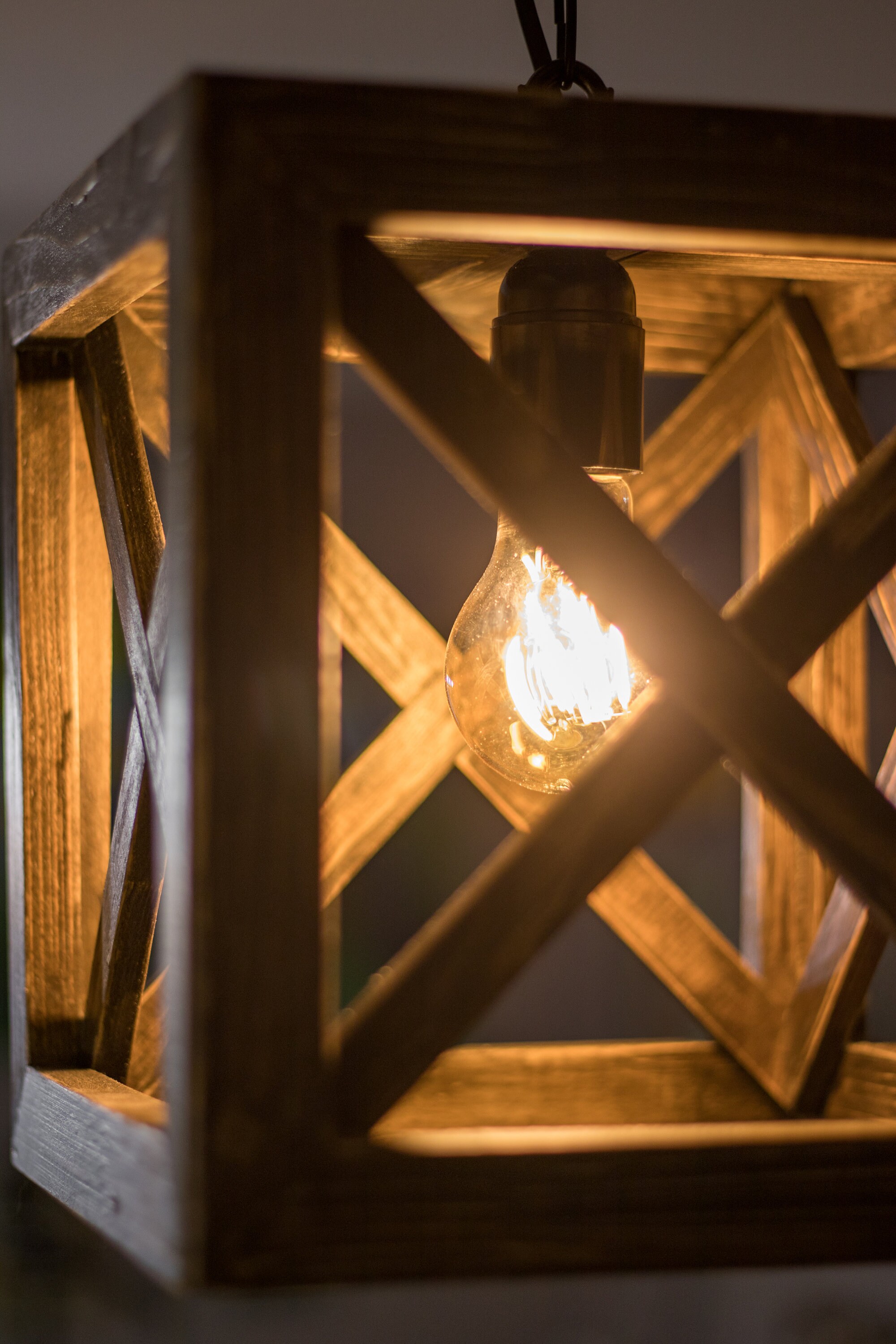 Wood pendant lamp Pendant lighting Wood hanging lamp X | Etsy