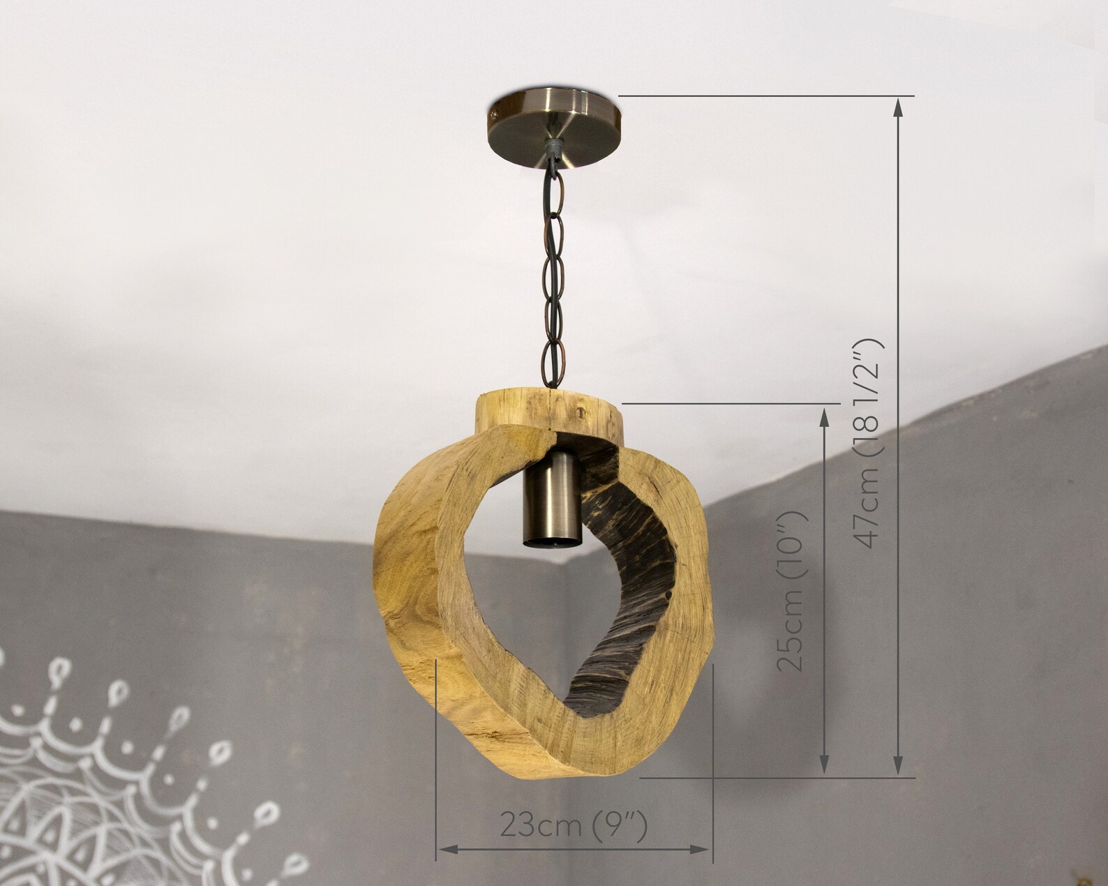 Wood Round Pendant Light Driftwood Hanging Light Rustic Wood | Etsy