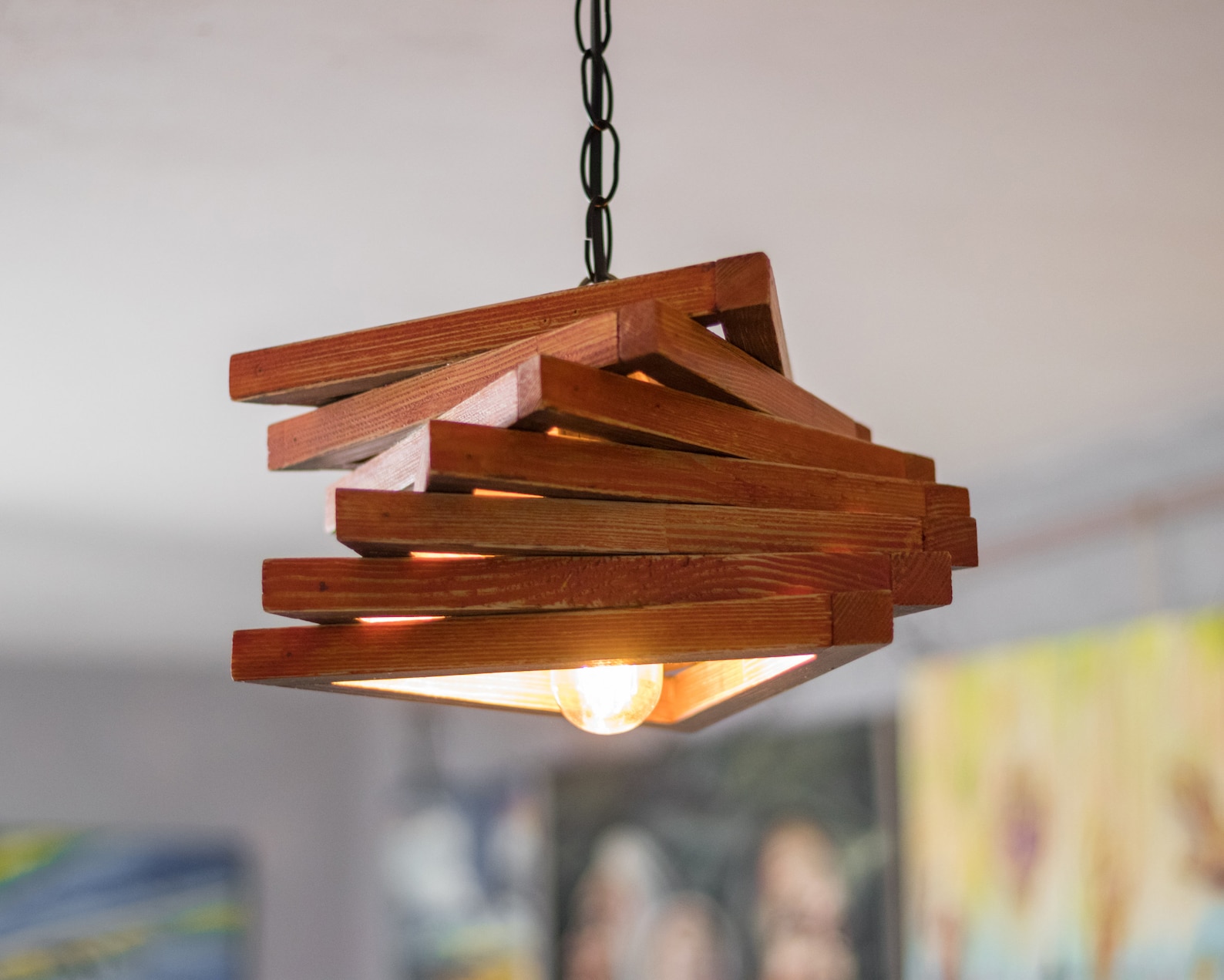 Wooden Hanging Light Wood Pendant Lamp Wooden Lighting - Etsy