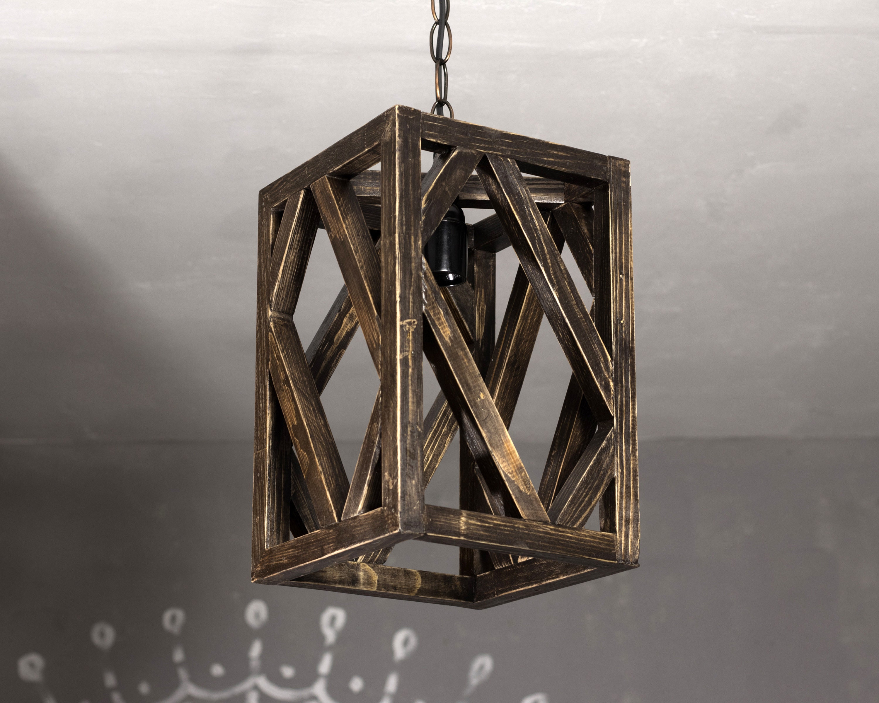 Wood pendant lamp Wood lamp Hanging lighting Wooden | Etsy