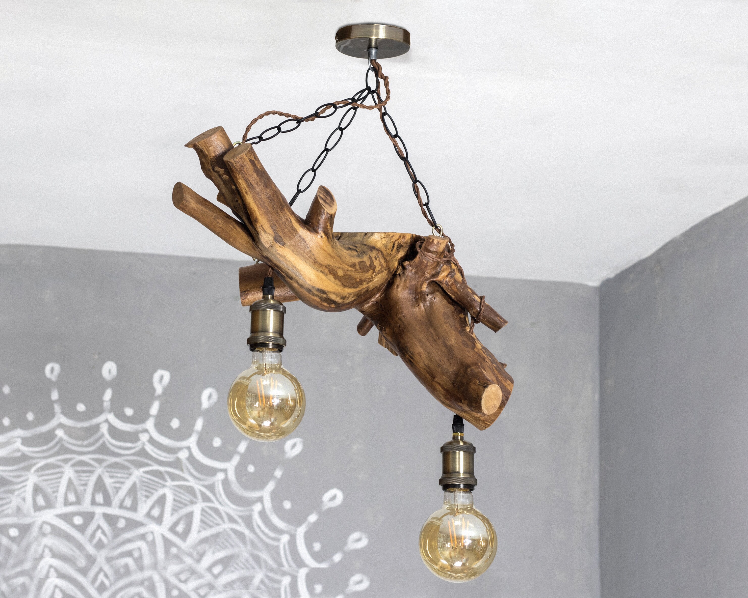 Two Bulb Original Tree Roots Hanging Lamp Pendant Driftwood - Etsy