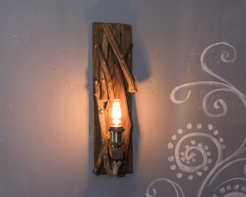 Driftwood Wall Light, Wood Sconces, Tree Branch Wall Lighting ...