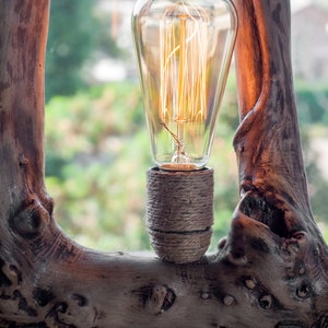 Driftwood lamp Wood roots lamp Rustic light Wood lamp | Etsy