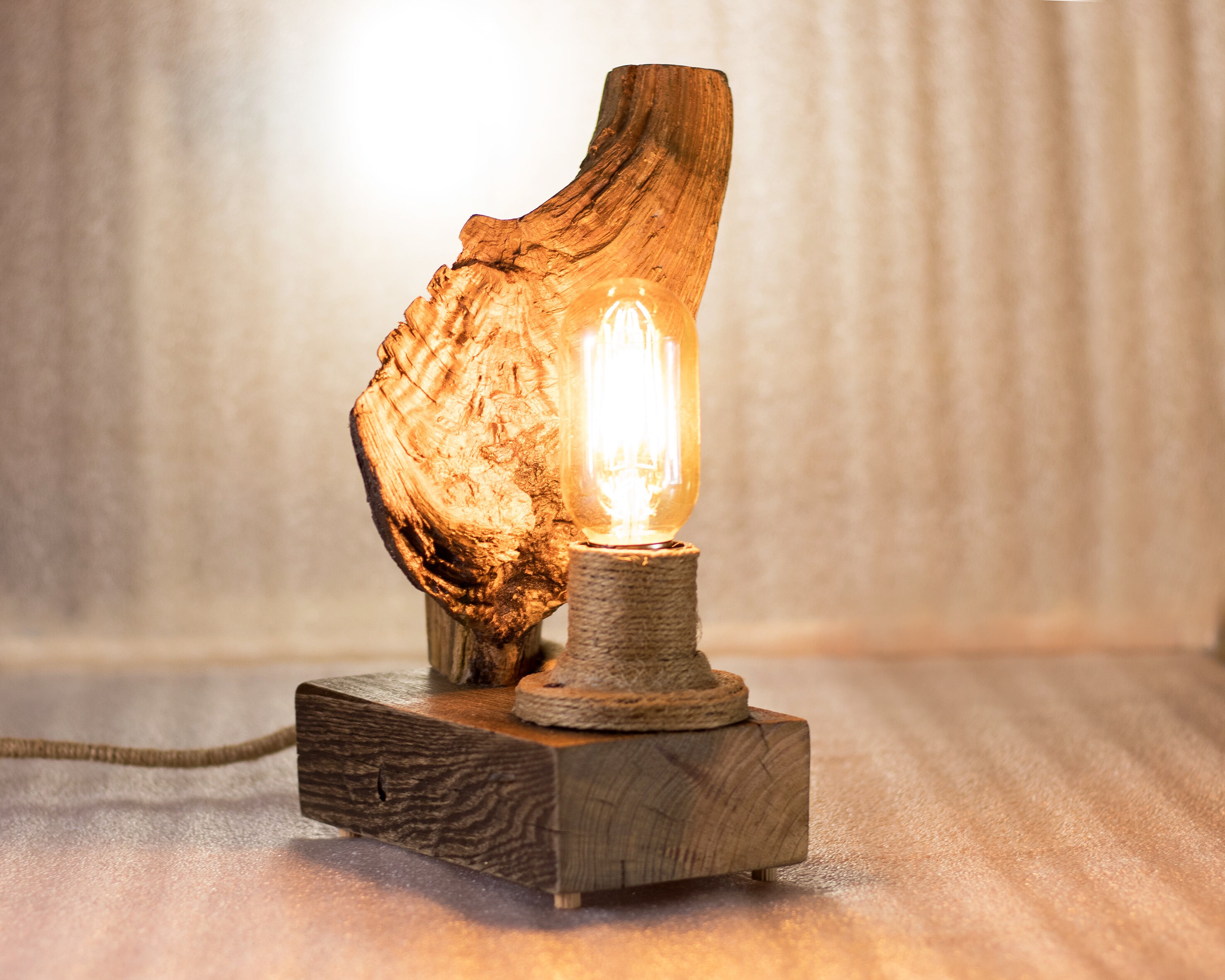 Wood lamp Driftwood lamp Rustic light Table lighting | Etsy