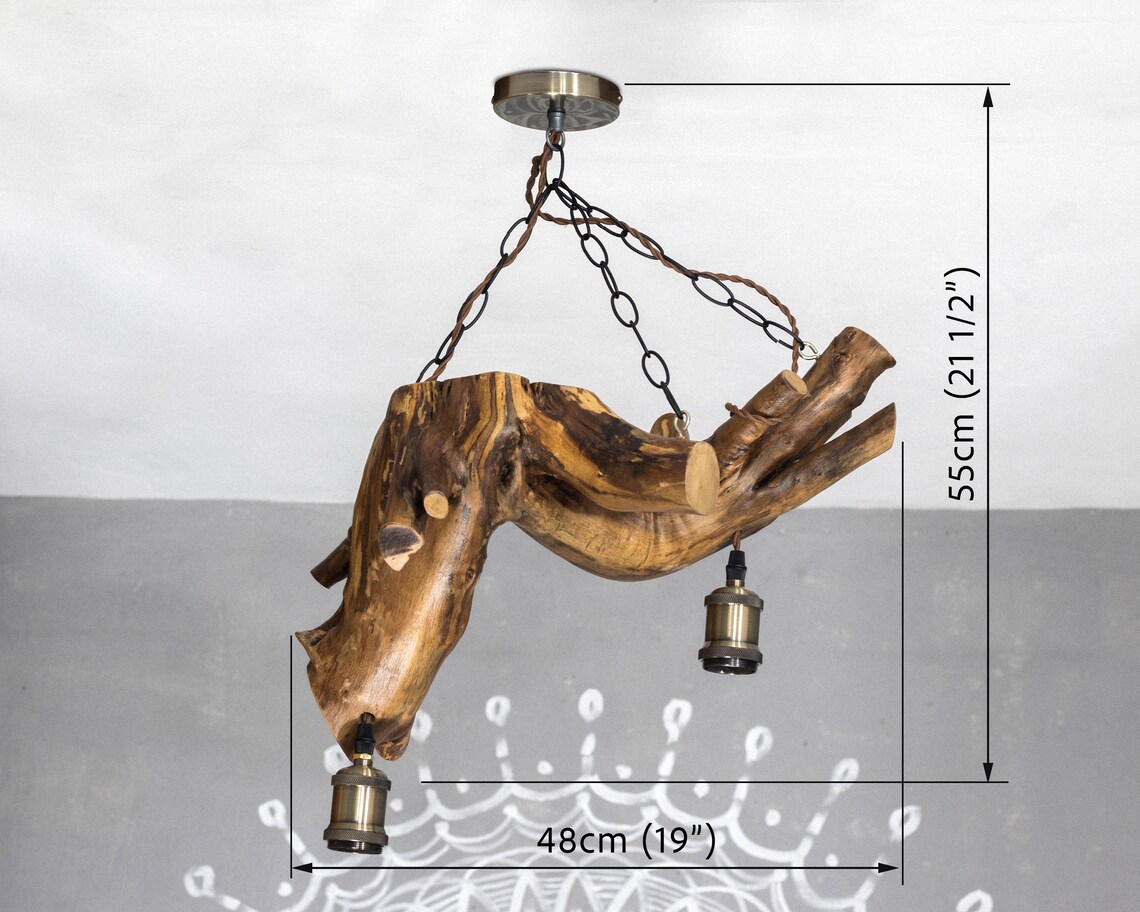 Two Bulb Original Tree Roots Hanging Lamp Pendant Driftwood - Etsy