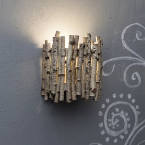Birch Branch Wall Lighting, Birch Wood Sconces, Wall Lamp Shade ...