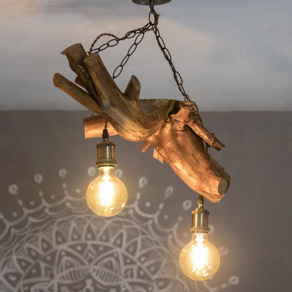 Two Bulb Wood Lamp - Etsy