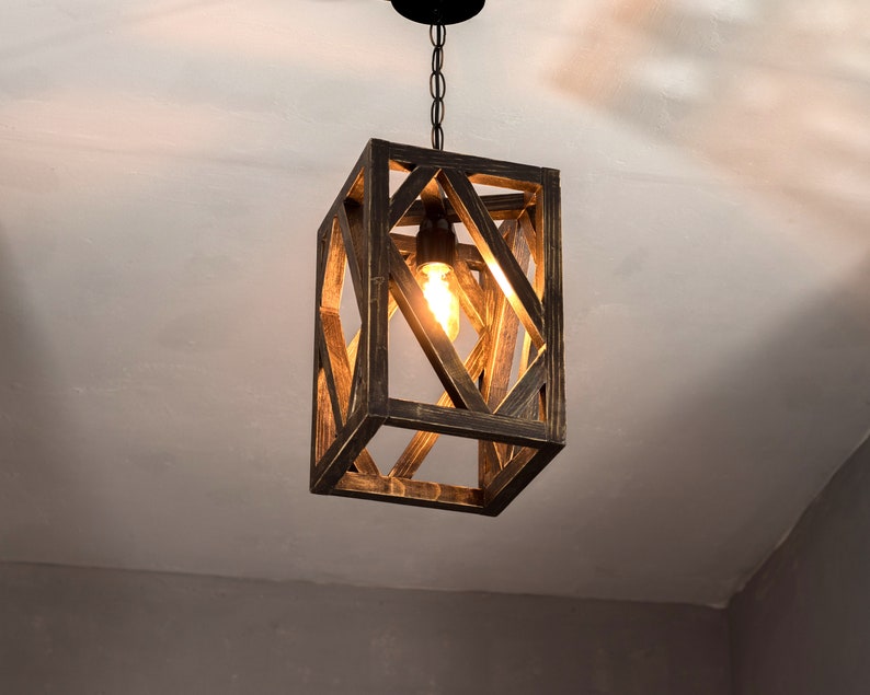 Wood Pendant Lamp Wood Lamp Hanging Lighting Wooden - Etsy