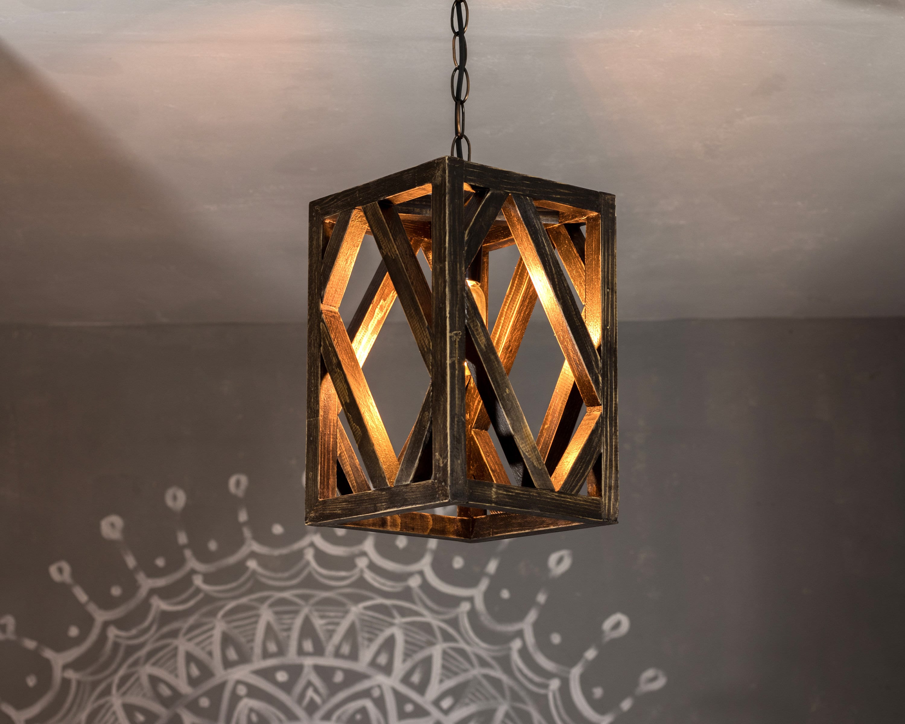 Wood pendant lamp Wood lamp Hanging lighting Wooden | Etsy