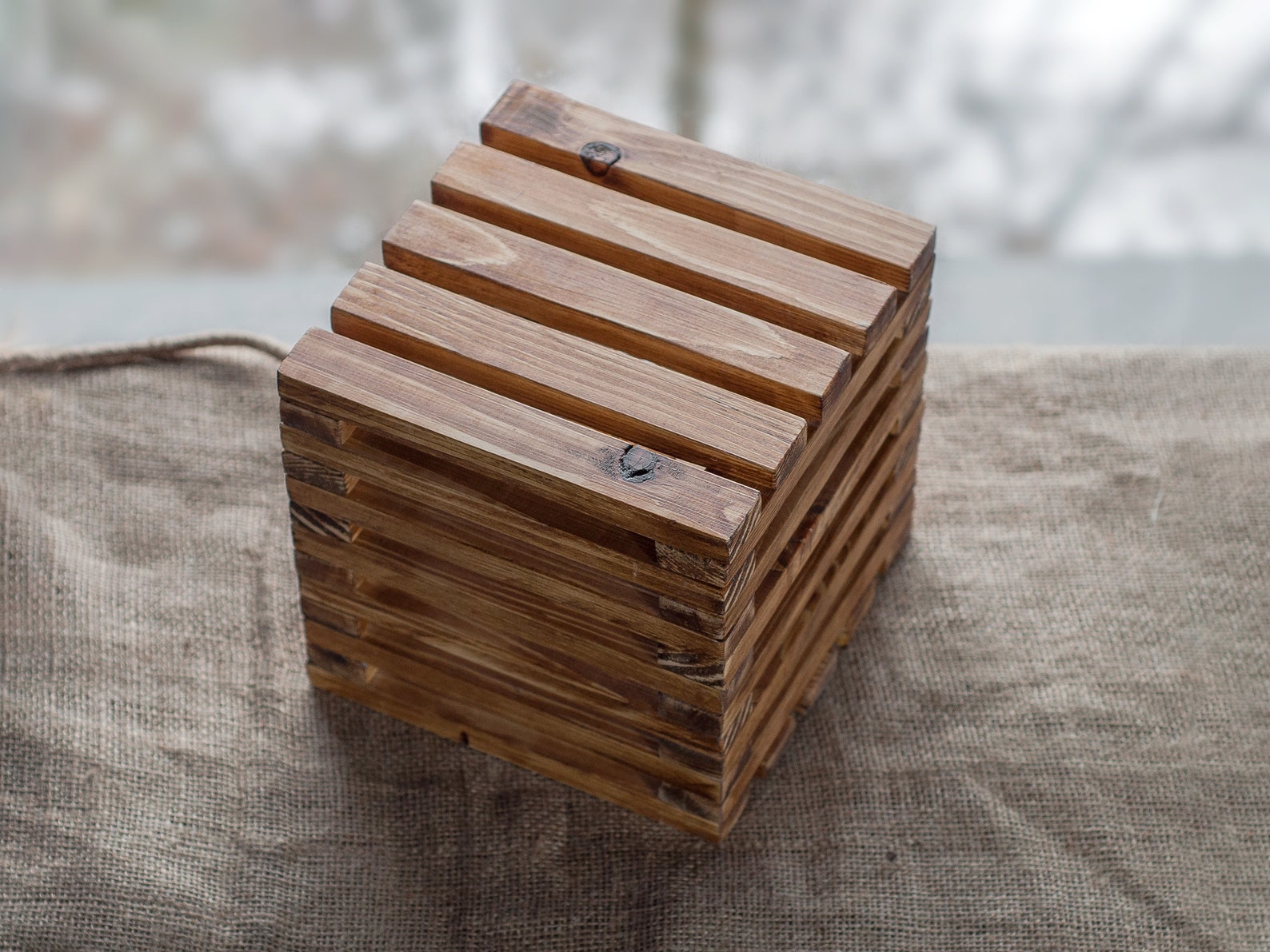 Wood lamp Wooden lamp Table lamp Rustic light Geometric | Etsy