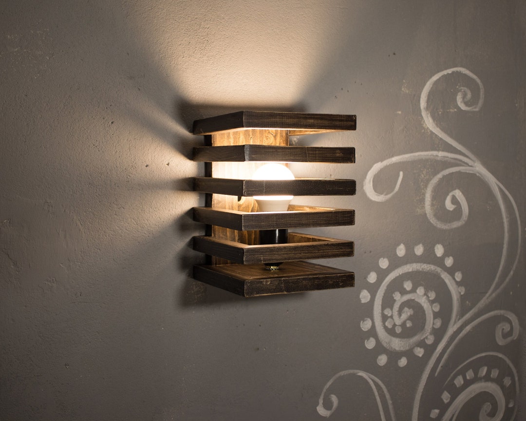 Handmade Wood Cabin Wall Lamp, Wood Wall Light, Wood Sconces, Wood Lamp ...