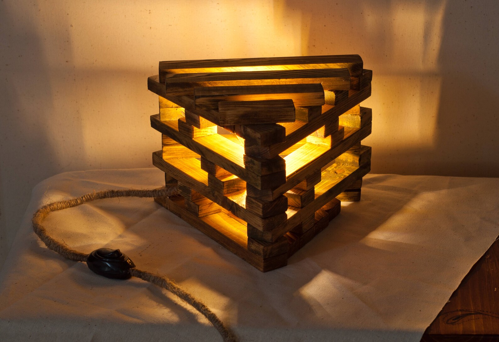 Wood Table Lamp Wood Lamp Natural Light Atmosphere Light - Etsy