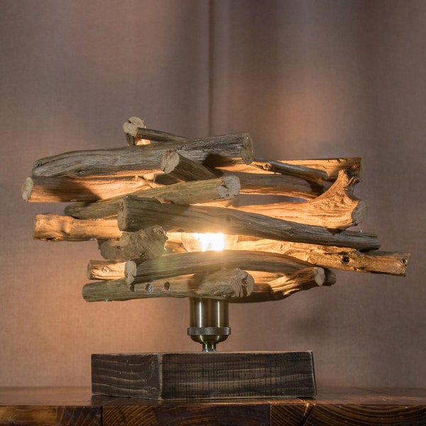 Rustic Wood Lamp - Etsy