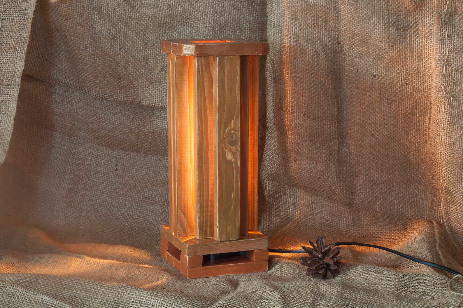 Wood lamp Wooden Table Lamp Led light Warm light Abstract | Etsy