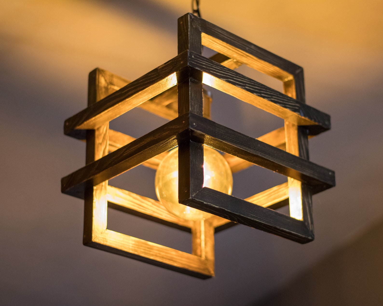 Wood Pendant Lamp Wood Lamp Hanging Lighting Wooden Lamp - Etsy