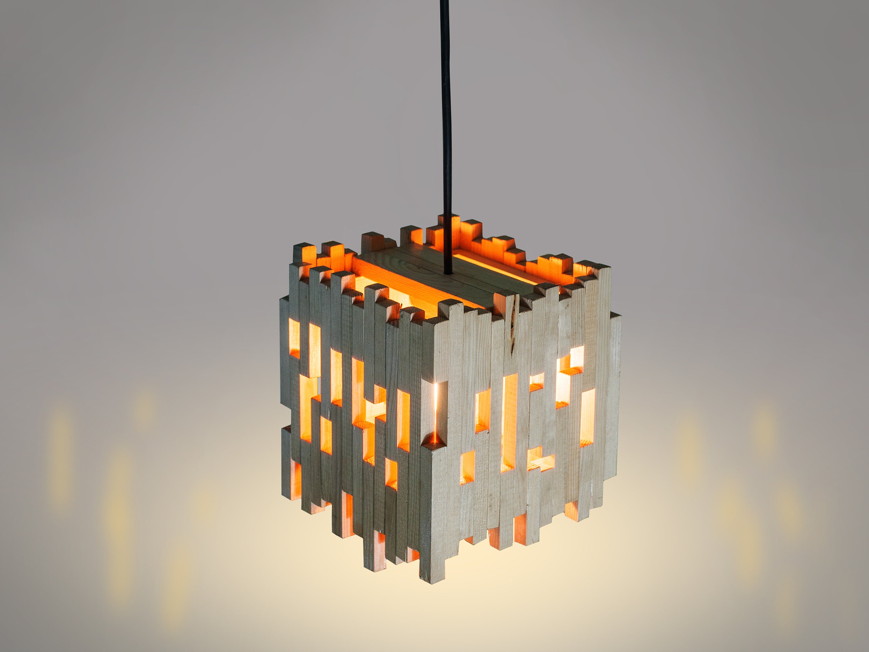 Wood Hanging Lamp, Pendant Light, Wood Lamp, Wooden Lamp, Natural Wood ...