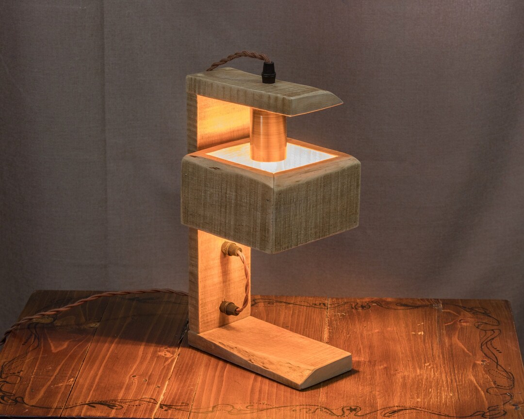 Wood Lamp Shade, Simple Wood Lighting, Wooden Lamp, Rustic Light, Table ...